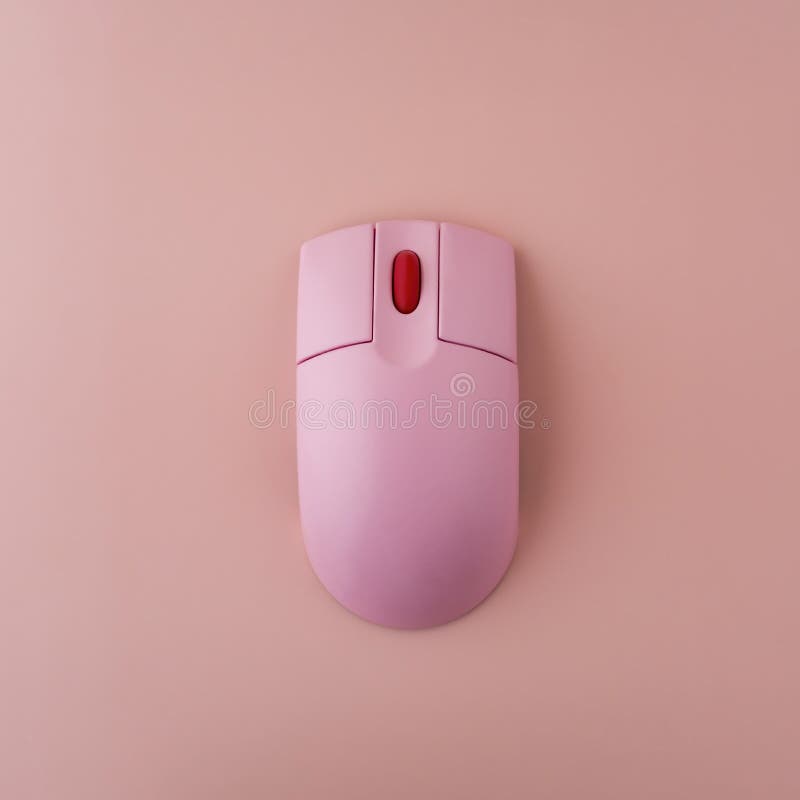 Pink Computer Wireless Bluetooth Mouse on Pink Background Stock Image ...