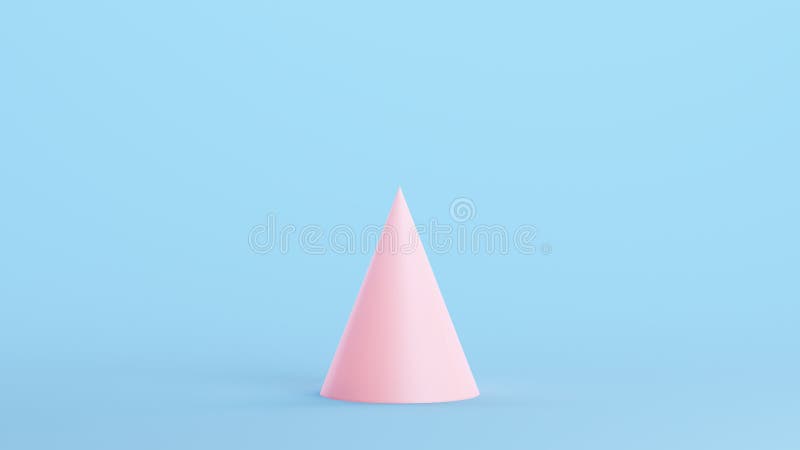 Pink Cone Geometric Shape Solid Pointy Round Structure Kitsch Blue ...