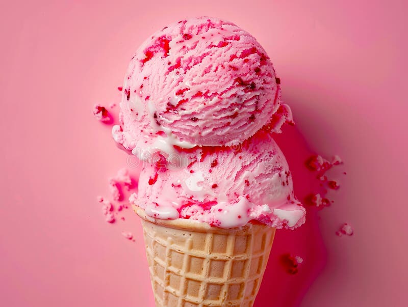 A Pink Cone with Ice Cream and Sprinkles Stock Image - Image of scoop ...