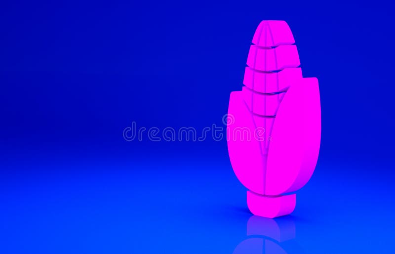 Pink Corn Icon Isolated on Blue Background. Minimalism Concept Stock ...