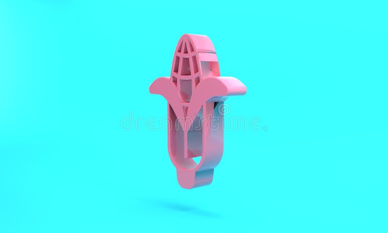 Pink Corn Icon Isolated on Turquoise Blue Background. Minimalism ...