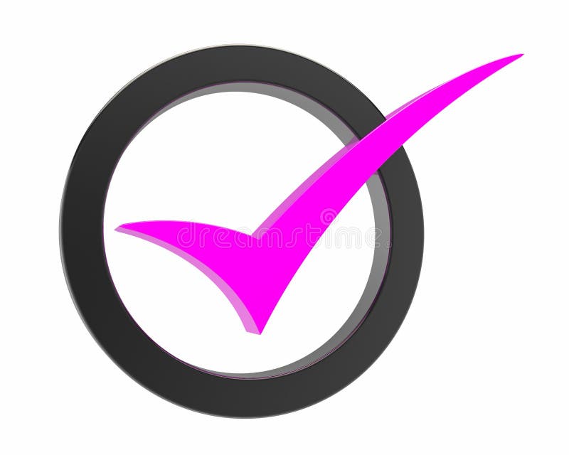 Pink Correct Mark Symbol Isolated on White Background Stock ...