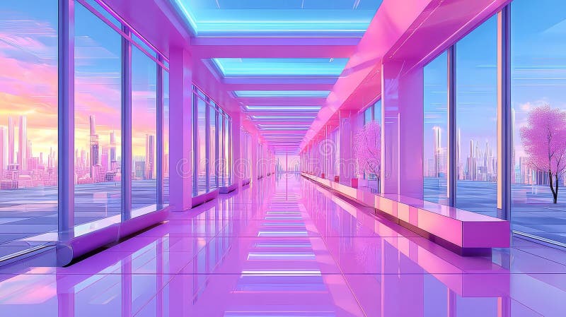 Pink Corridor with Windows, a Captivating Blend of Light and Design ...