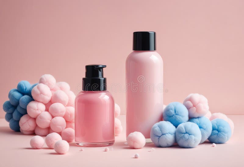 A Pink Cosmetic Bottle with a Black Cap Stock Illustration ...