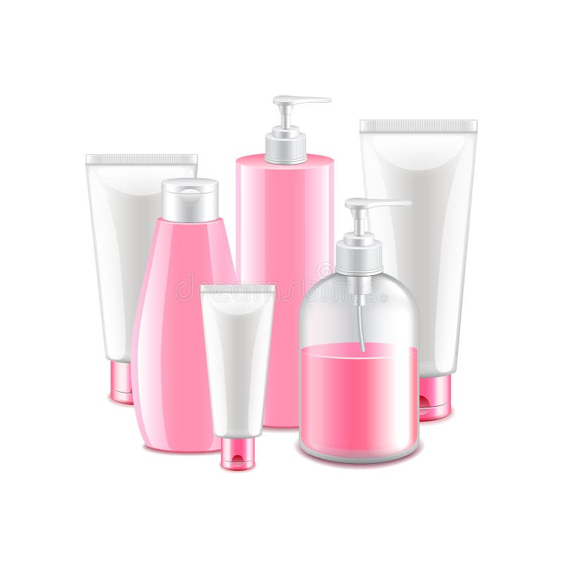Pink Cosmetic Collection on White Vector Stock Vector - Illustration of ...