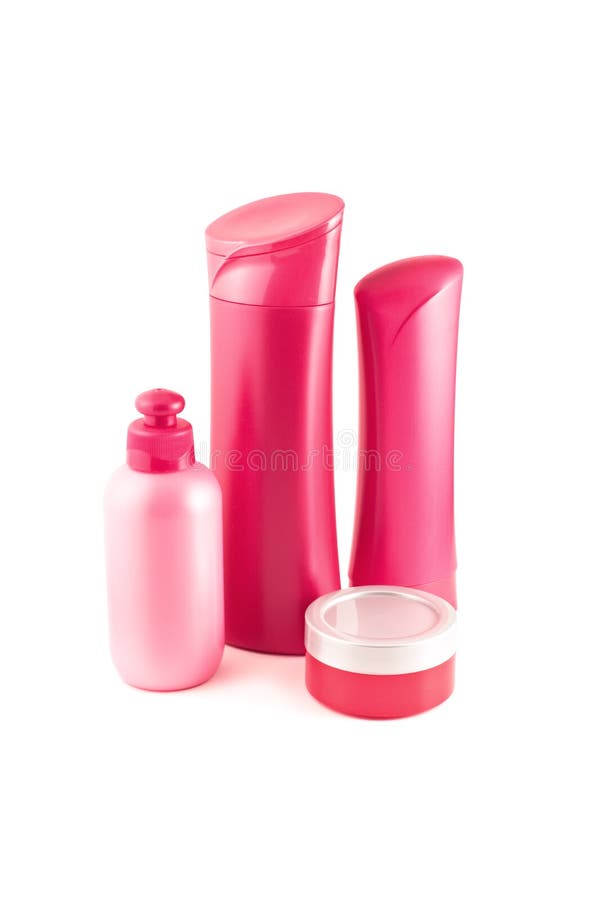 Pink cosmetic containers stock photo. Image of group - 16159798