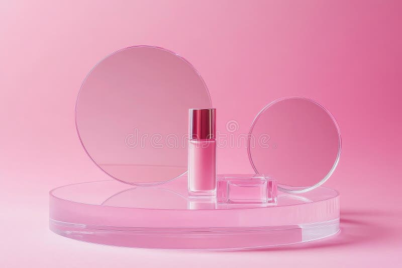 Pink Cosmetic Display Stand Generated Using AI. Stock Illustration ...