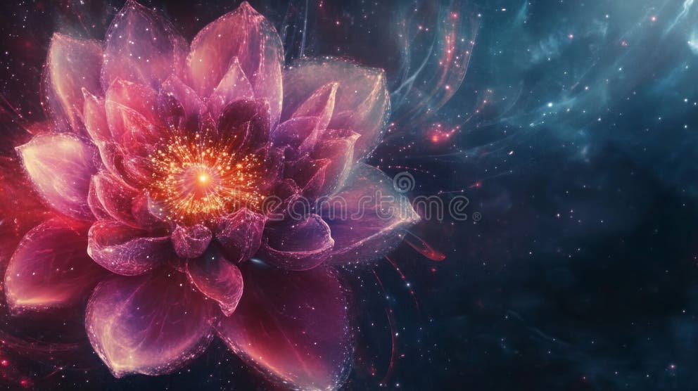 Pink Cosmic Lotus Flower in Deep Space Stock Illustration ...