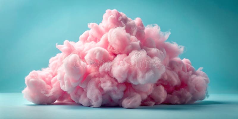 Pink Cotton Candy Cloud Macro Composition, Pastel Blue Background ...