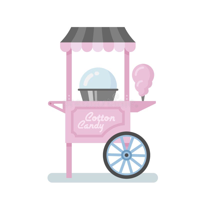Cotton Candy Machine Flat Illustration Stock Vector - Illustration of ...