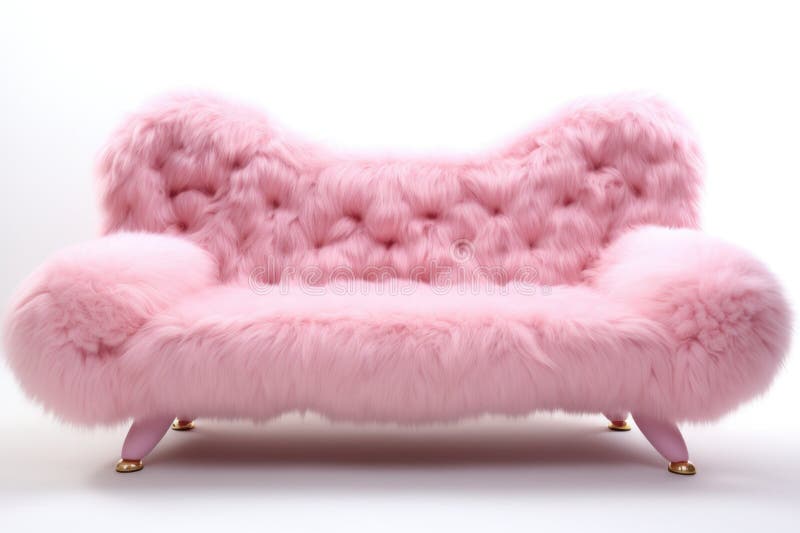 A Pink Couch Covered in a Fluffy Pink Fur Stock Photo - Image of ...