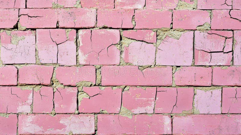 Pink Cracked Brick Wall Texture Background High Quality Image Stock ...