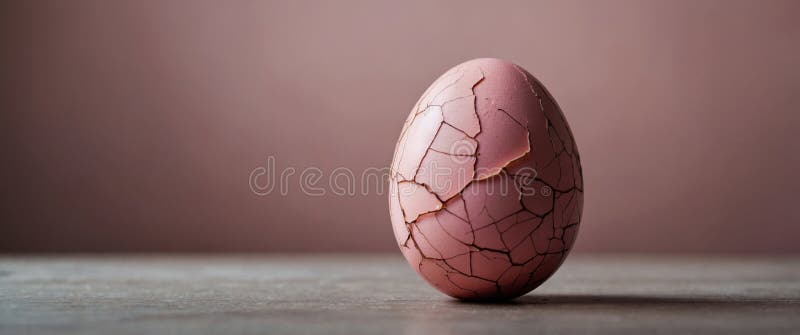 A Pink Cracked Egg Sitting on Top of a Table. Stock Image - Image of ...