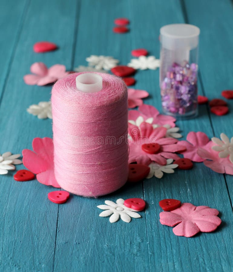 Craft Pink And Yellow Butterfly And Flowers With White Paper, Copyspace ...