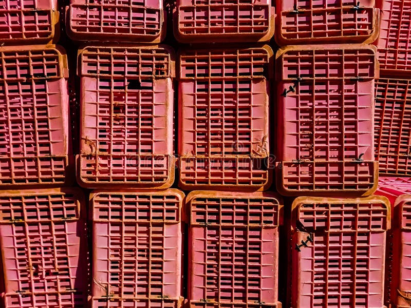 Pink Crates Stacked in Rows Stock Photo - Image of stack, pink: 180213638