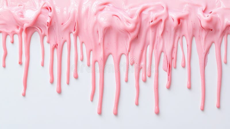 Pink Cream Dripping on White Surface with Smooth Texture and Flow Stock ...