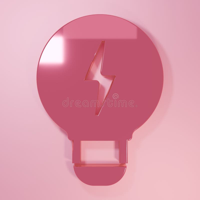 Pink Creative Lamp Light Idea Icon Isolated on Pink Background. Concept ...