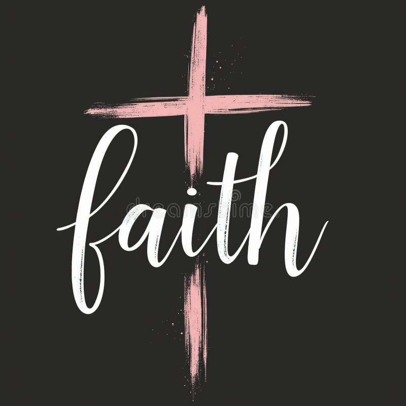 A Pink Cross is Painted with the Word Faith Elegantly Scripted Over it ...