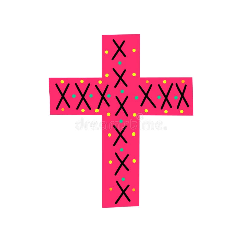 Pink Cross with a Pattern on a White Background. Vector Illustration ...