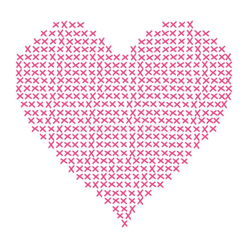 Pink Cross Stitch Heart Icon Stock Vector - Illustration of cute ...