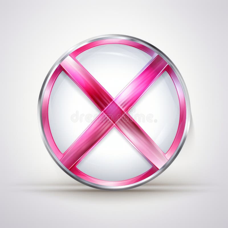Pink X Cross Symbol on White Background. Stock Illustration ...