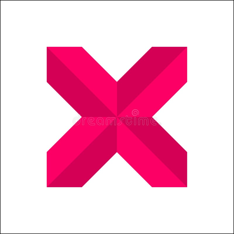 Pink X Cross Symbol on White Background. Stock Illustration ...