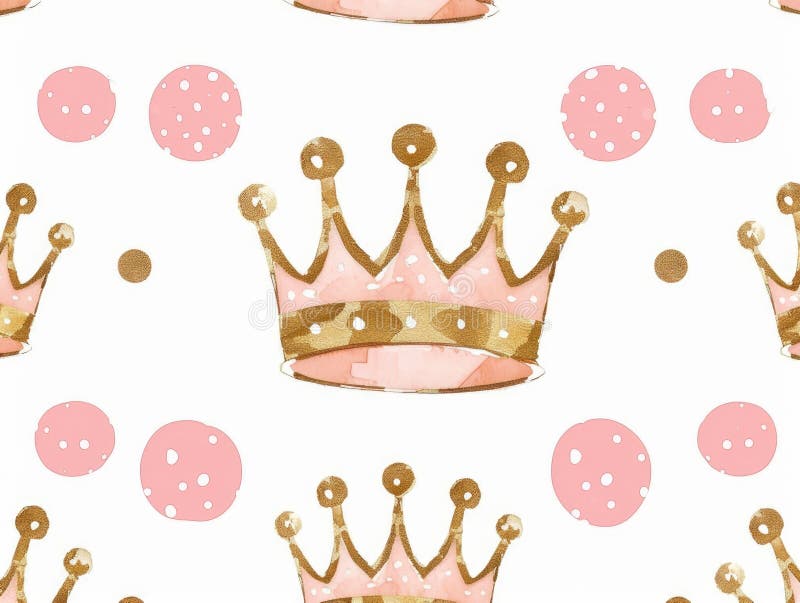Pink Crown Pattern stock illustration. Illustration of princess - 363785841