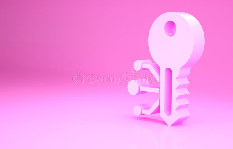 Pink Cryptocurrency Key Icon Isolated on Pink Background. Concept of ...