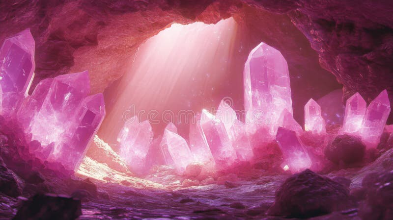 Pink Crystal Cave Glowing with Magical Light Stock Illustration ...
