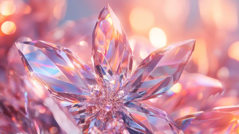 Pink Crystal Flower Sparkling Lights Background Stock Illustration ...