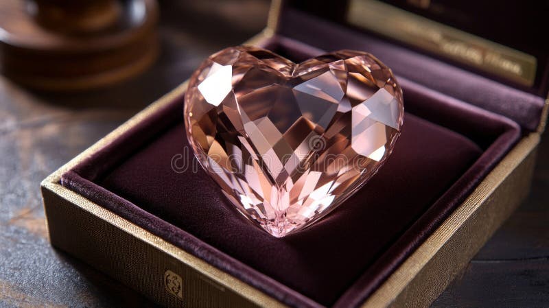 Pink Crystal Heart in Elegant Gift Box Stock Illustration ...