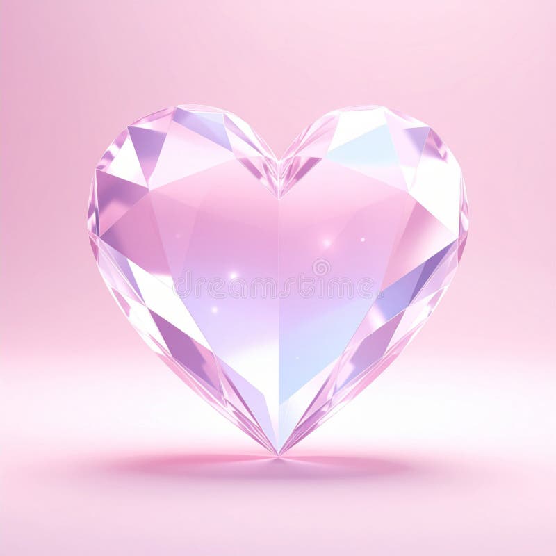 Pink Crystal Heart on Soft Pink Background Stock Illustration ...