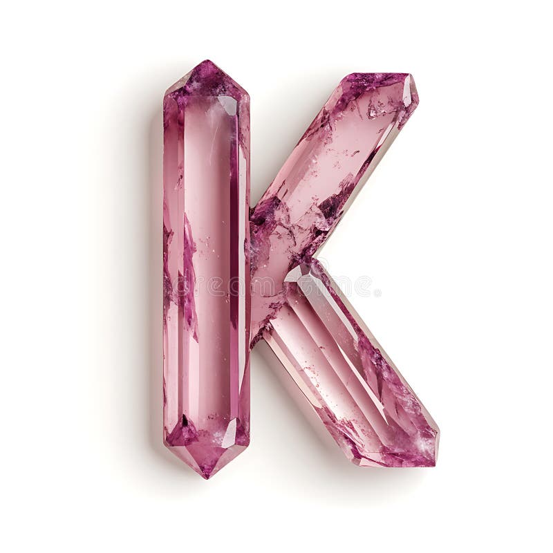 Pink Crystal Letter K 3D Render on White Background Stock Illustration ...