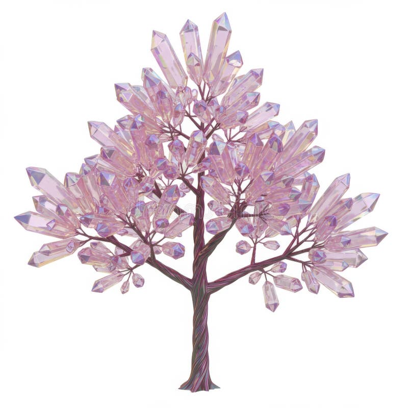 Pink Crystal Tree Digital Art Illustration Stock Illustration ...