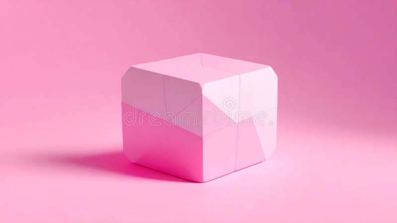 Pink Cube on Pink Background. Minimal Concept Stock Illustration ...