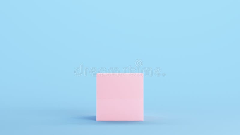 Pink Cube Box Geometric Shape Solid Face Structure Kitsch Blue ...