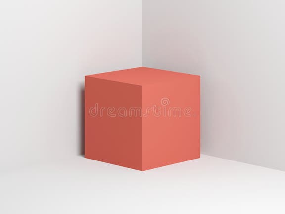 Pink Cube in Empty White Corner 3d Stock Illustration - Illustration of ...