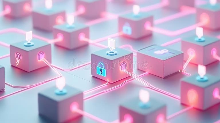 Pink Cube Secured by Lock, Visual Representation of Data Protection, Access Control, and ...