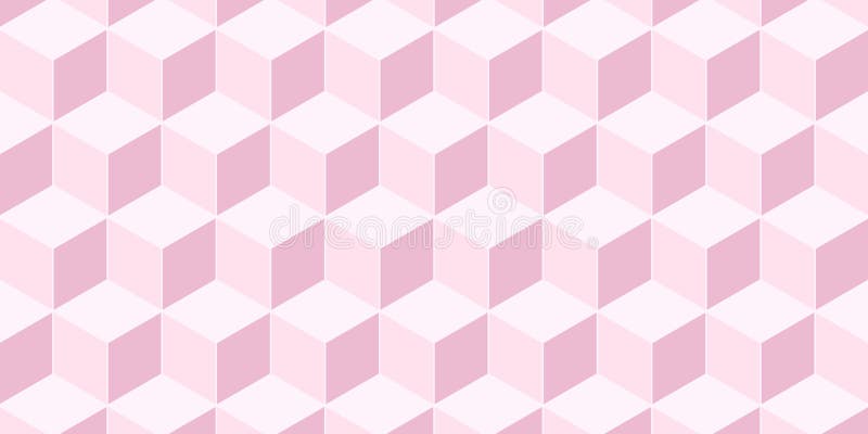 Pink Cube Shapes Pattern. Repeated Squares in 3d Isometric Projection ...