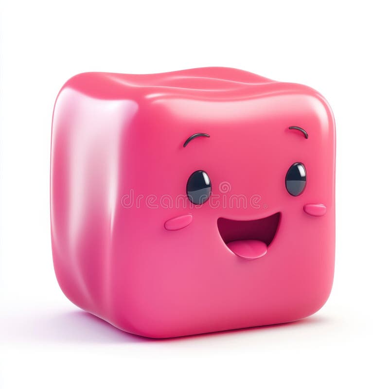 A Pink Cube with a Smiling Face on it Stock Illustration - Illustration ...