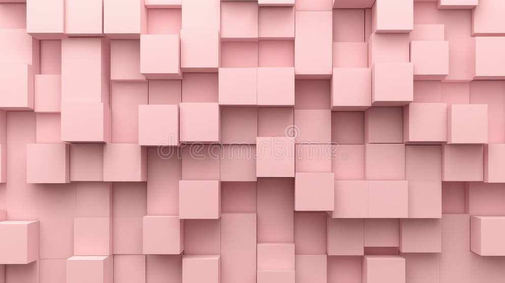 Pink Cubes, an Abstract Design Featuring Numerous Cubes of Slightly ...