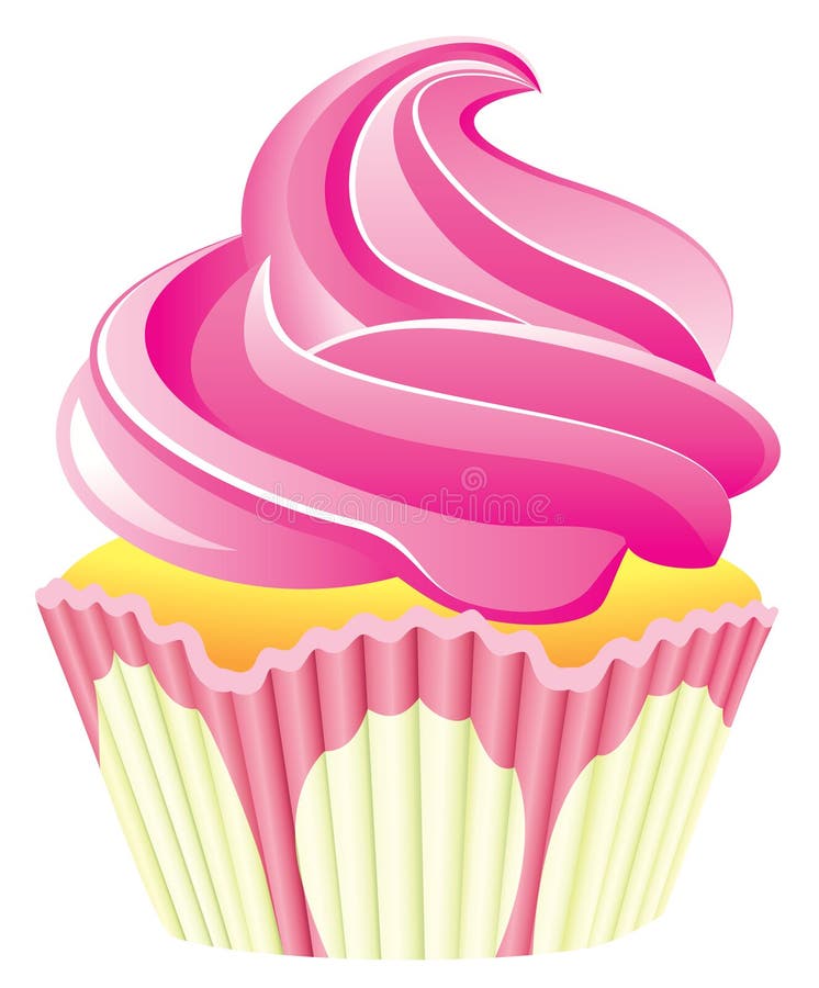 Pink cupcake stock vector. Illustration of dessert, brown - 13848677