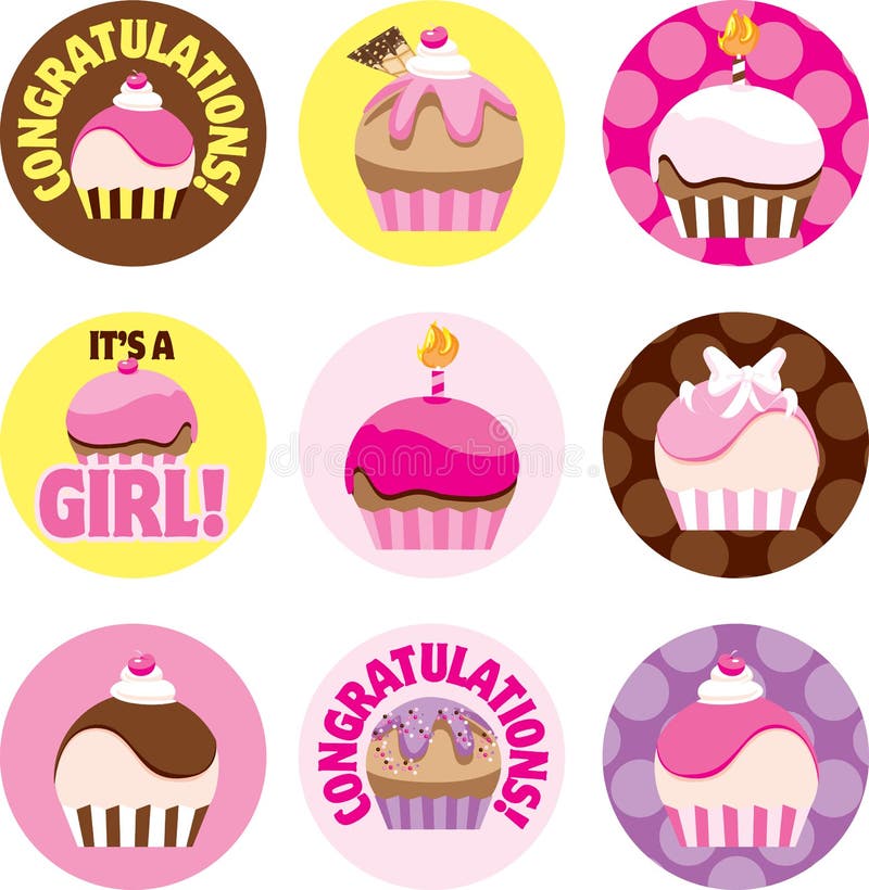 Pink Cupcake Circles stock illustration. Illustration of delicious ...