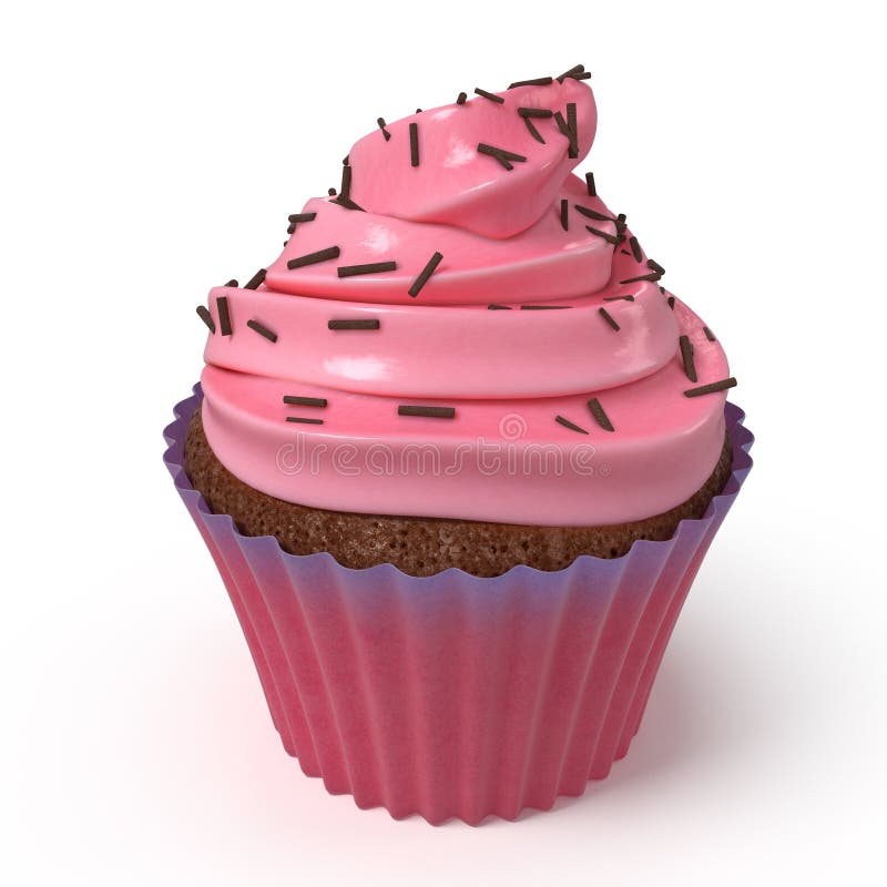 Pink Cupcake 3d Render Isolated Stock Illustration - Illustration of ...