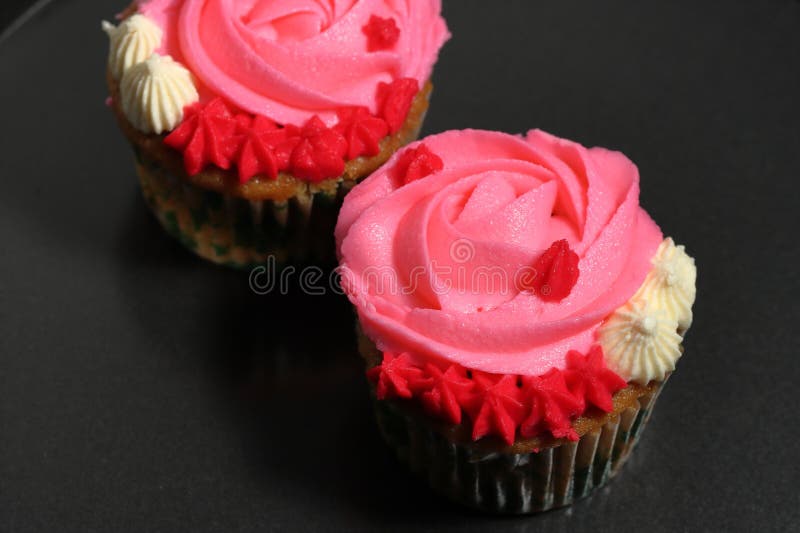 Pink Cupcakes on Texture Background Stock Image - Image of cake ...