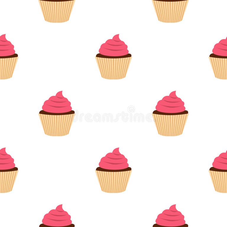 Pink Cupcake Pattern Seamless Stock Vector - Illustration of background ...