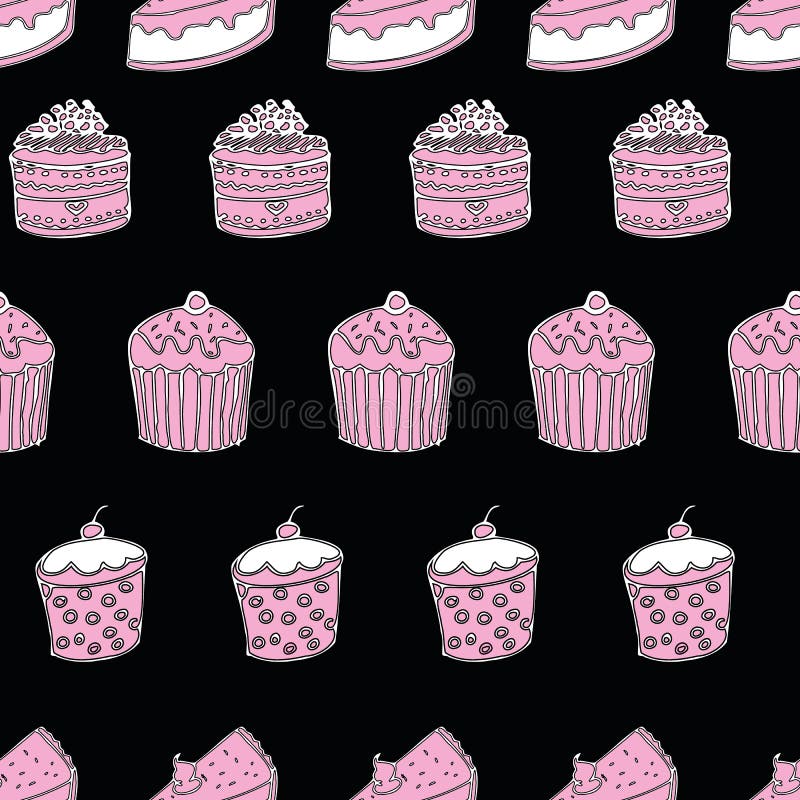 Pink Cupcake Seamless Repeat Pattern Print Background Stock Vector ...
