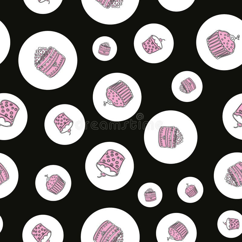 Pink Cupcake Seamless Repeat Pattern Print Background Stock Vector ...