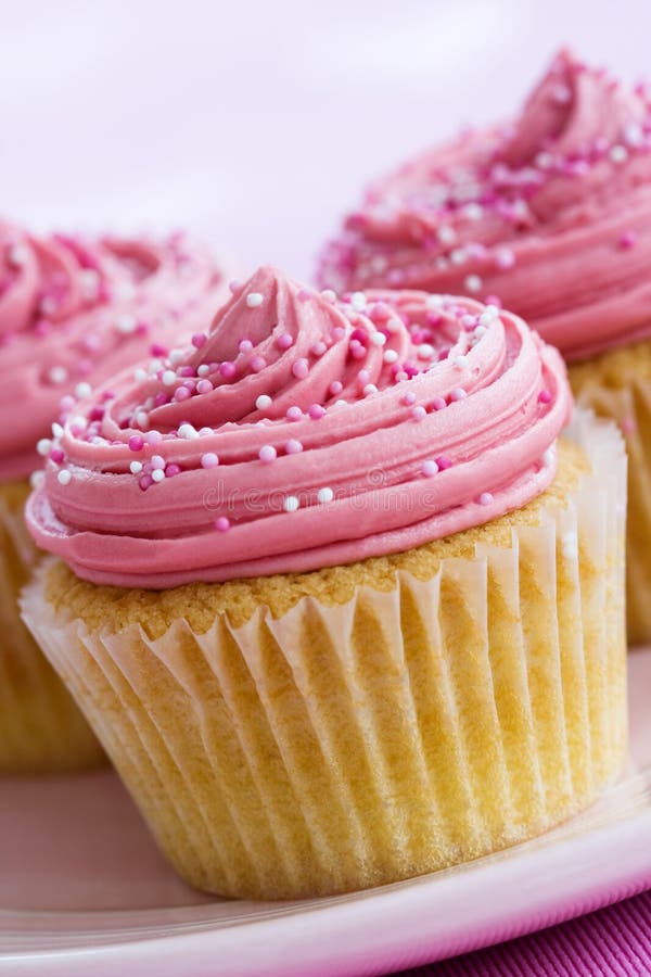 Pink cupcakes stock image. Image of iced, bakery, icing - 10564573