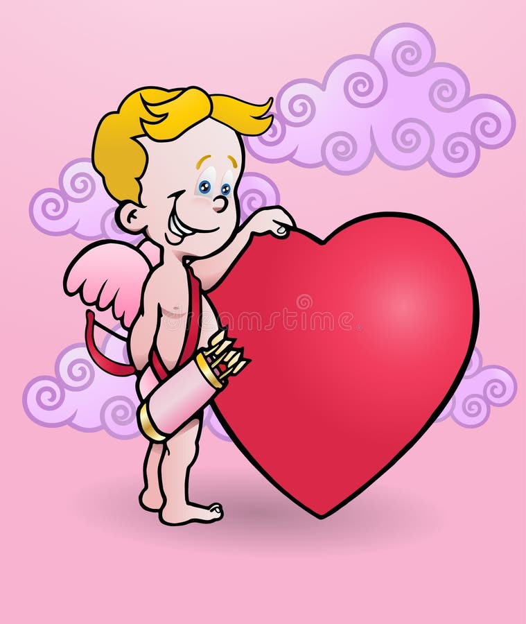 Pink cupid stock illustration. Illustration of cloud - 24706619